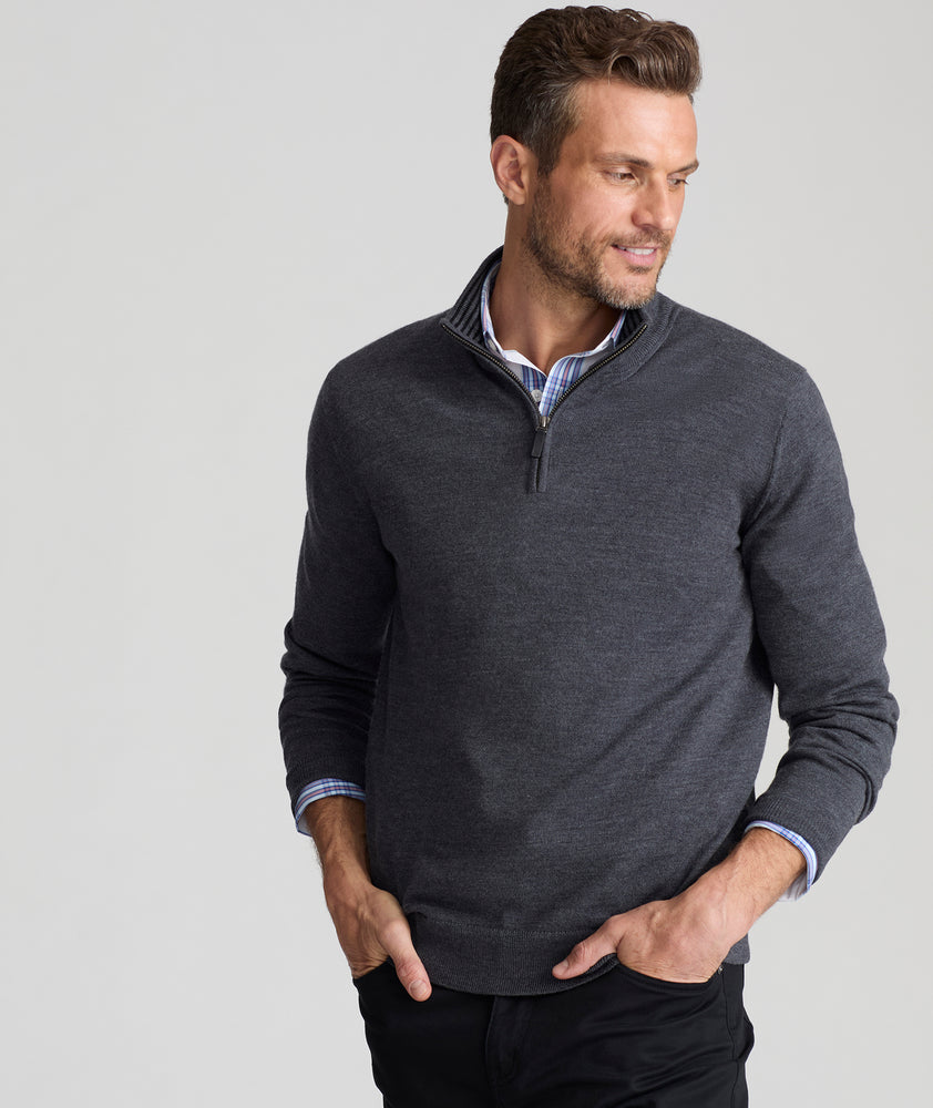 Merino Wool Quarter-Zip Sweater Dark Gray | UNTUCKit