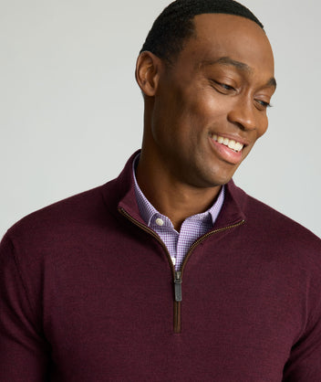 Merino Wool Quarter-Zip Sweater Maroon | UNTUCKit