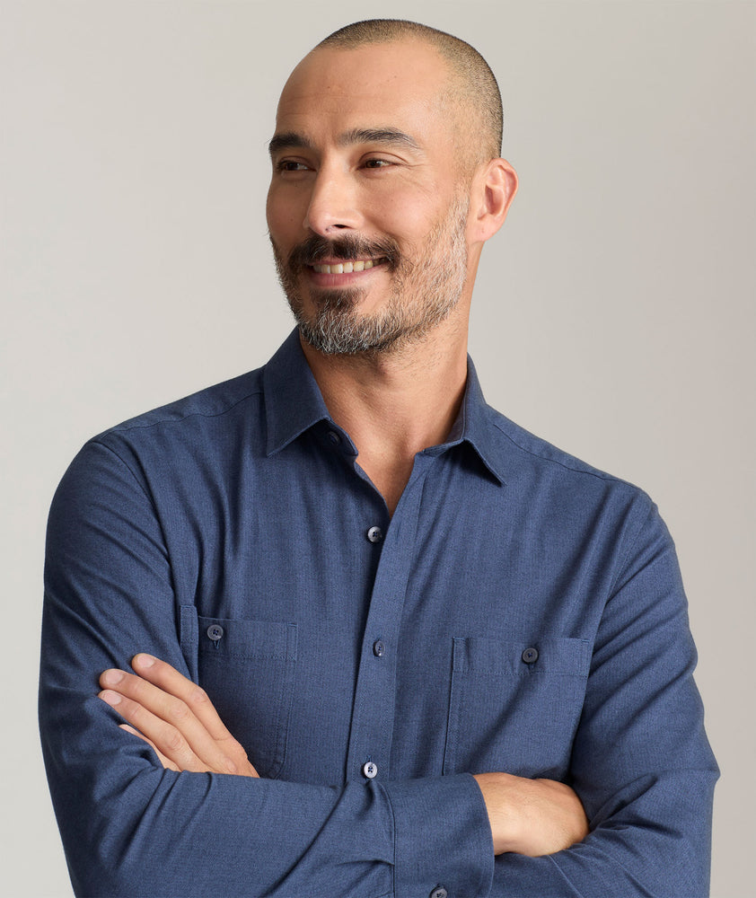 Flannel Hemsworth Shirt Blue Herringbone | UNTUCKit