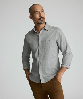 Flannel Hemsworth Shirt Light Gray | UNTUCKit