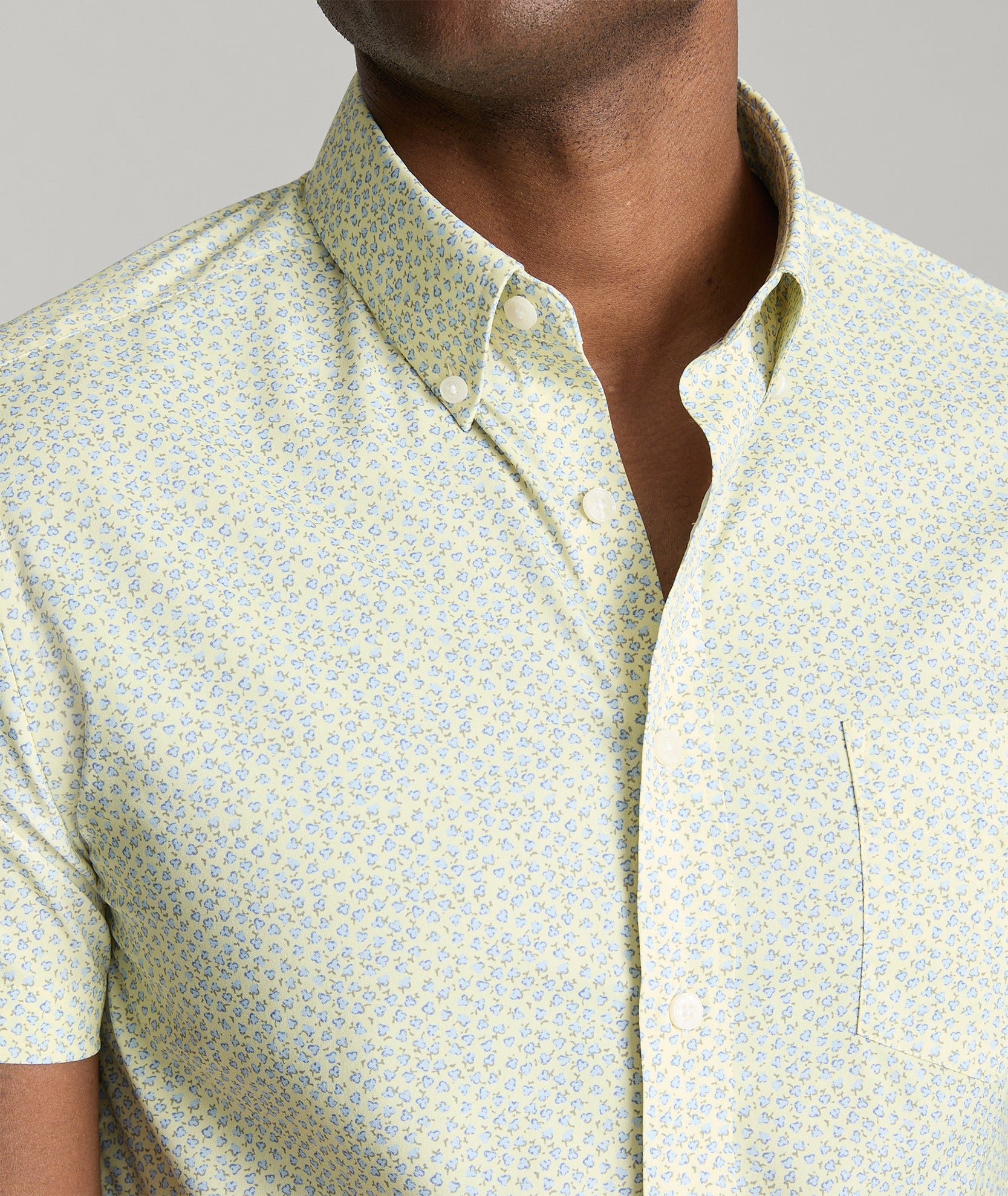 Performance Short-Sleeve Shirt With Pocket Ivers | Yellow & Blue