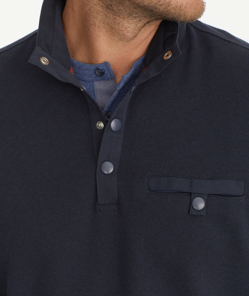 Snap Fleece Pullover Navy | UNTUCKit