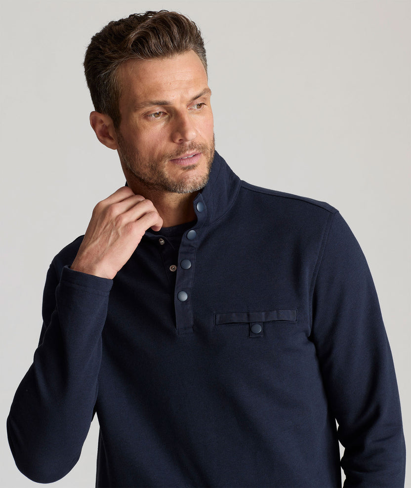 Snap Fleece Pullover Navy | UNTUCKit